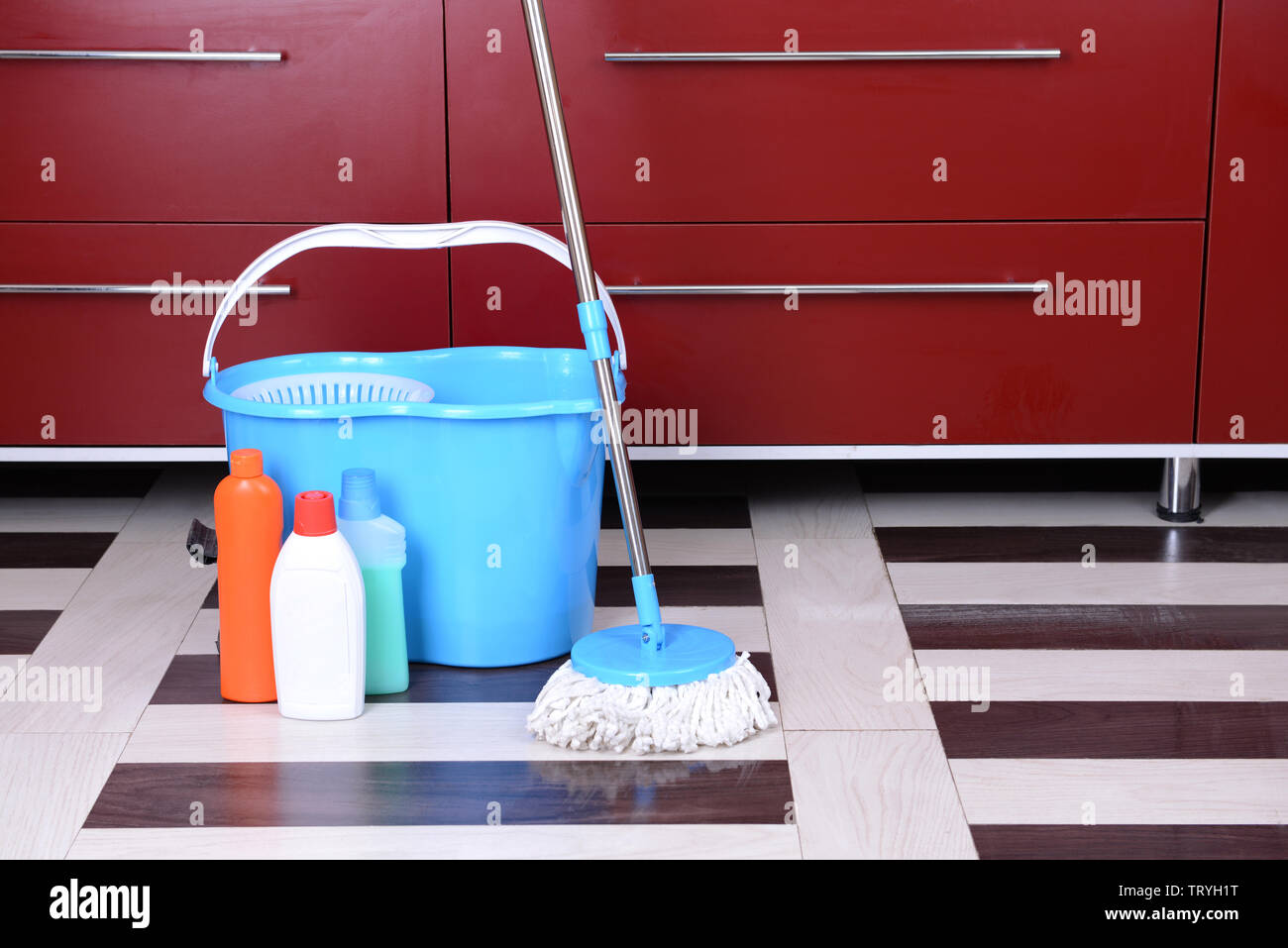 House cleaning with mop Stock Photo - Alamy