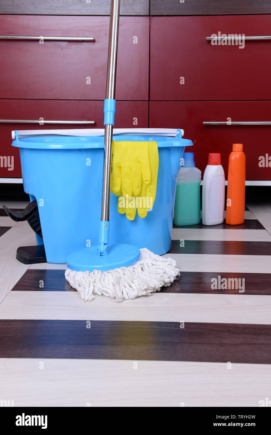 House cleaning with mop Stock Photo - Alamy