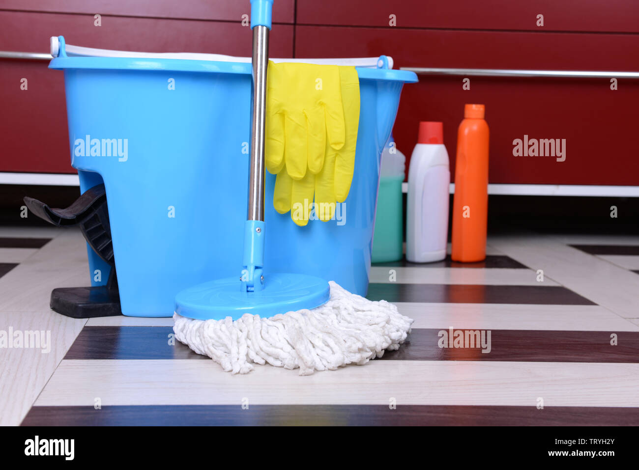 House cleaning with mop Stock Photo - Alamy