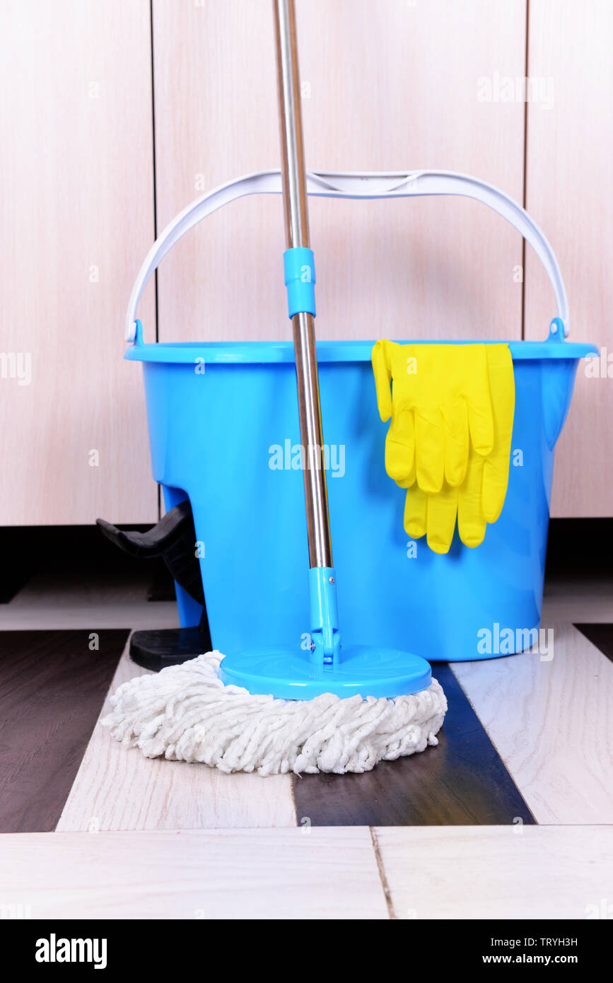 House cleaning with mop Stock Photo - Alamy