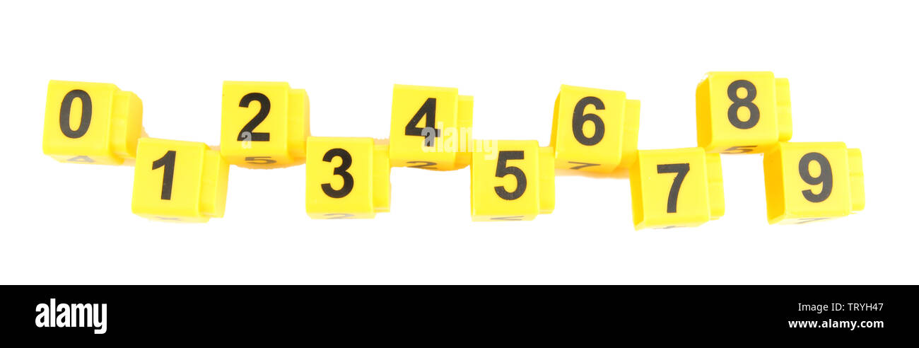 Educational cubes with different numbers isolated on white Stock Photo ...