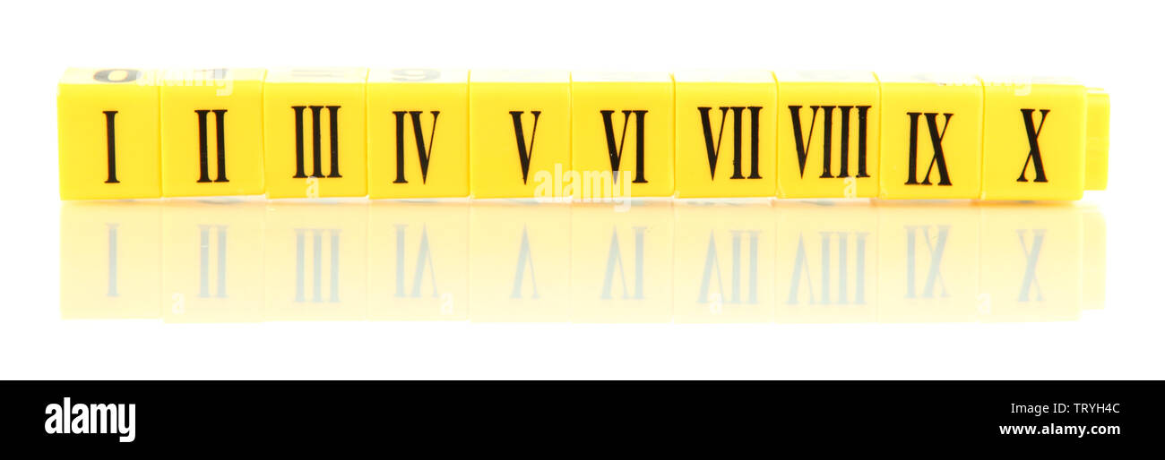 Educational cubes with Roman numerals isolated on white Stock Photo - Alamy