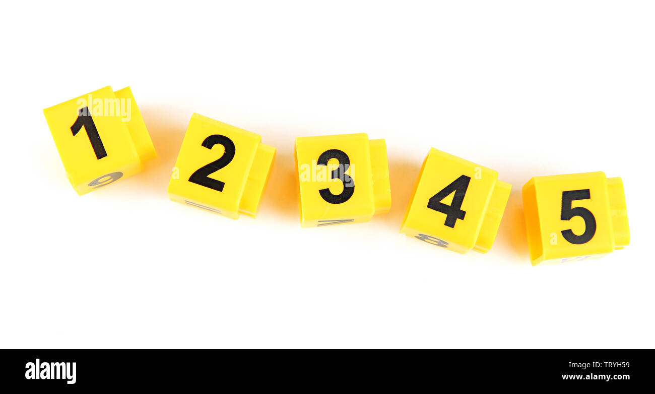 Educational cubes with different numbers isolated on white Stock Photo ...