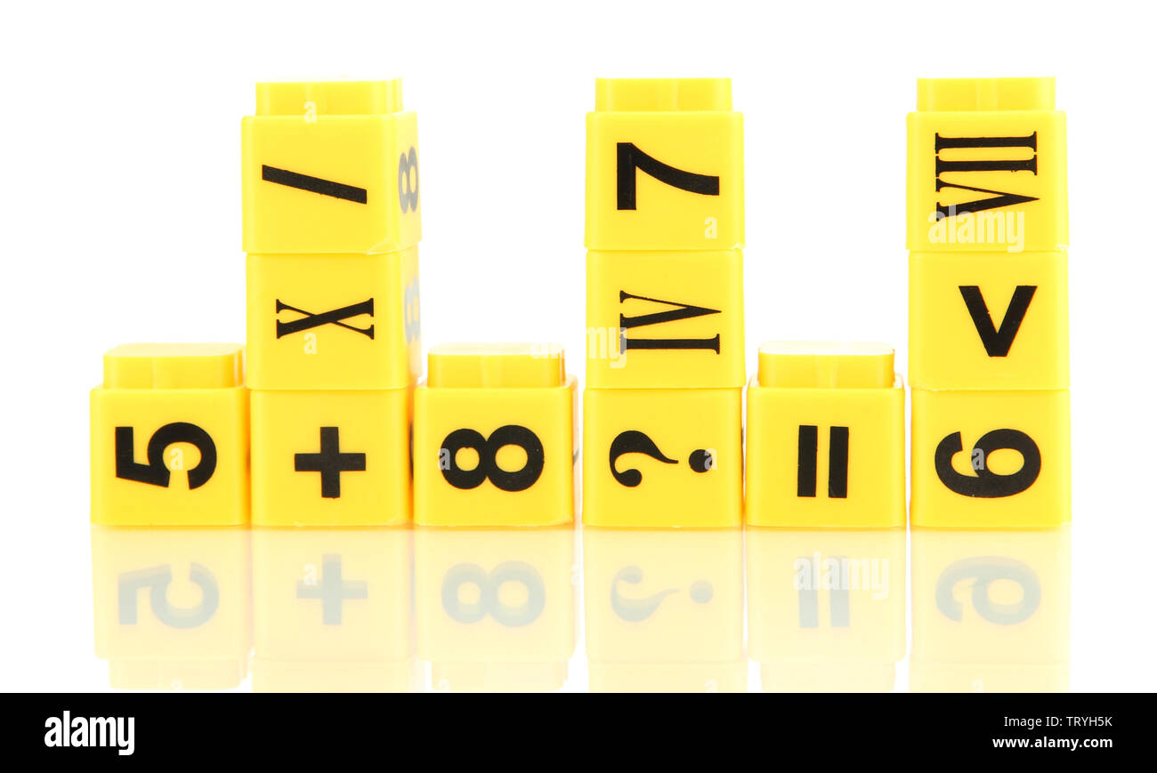 Educational cubes with different numbers isolated on white Stock Photo ...