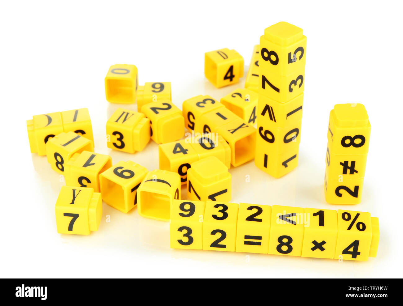 Educational cubes with different numbers isolated on white Stock Photo ...