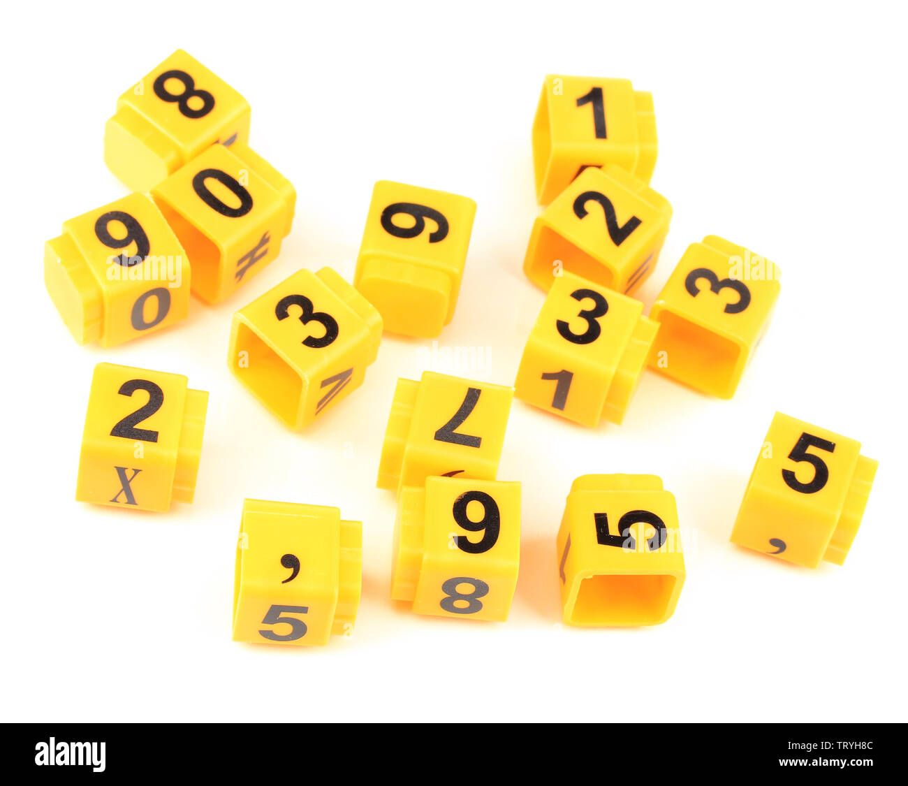 Educational cubes with different numbers isolated on white Stock Photo ...
