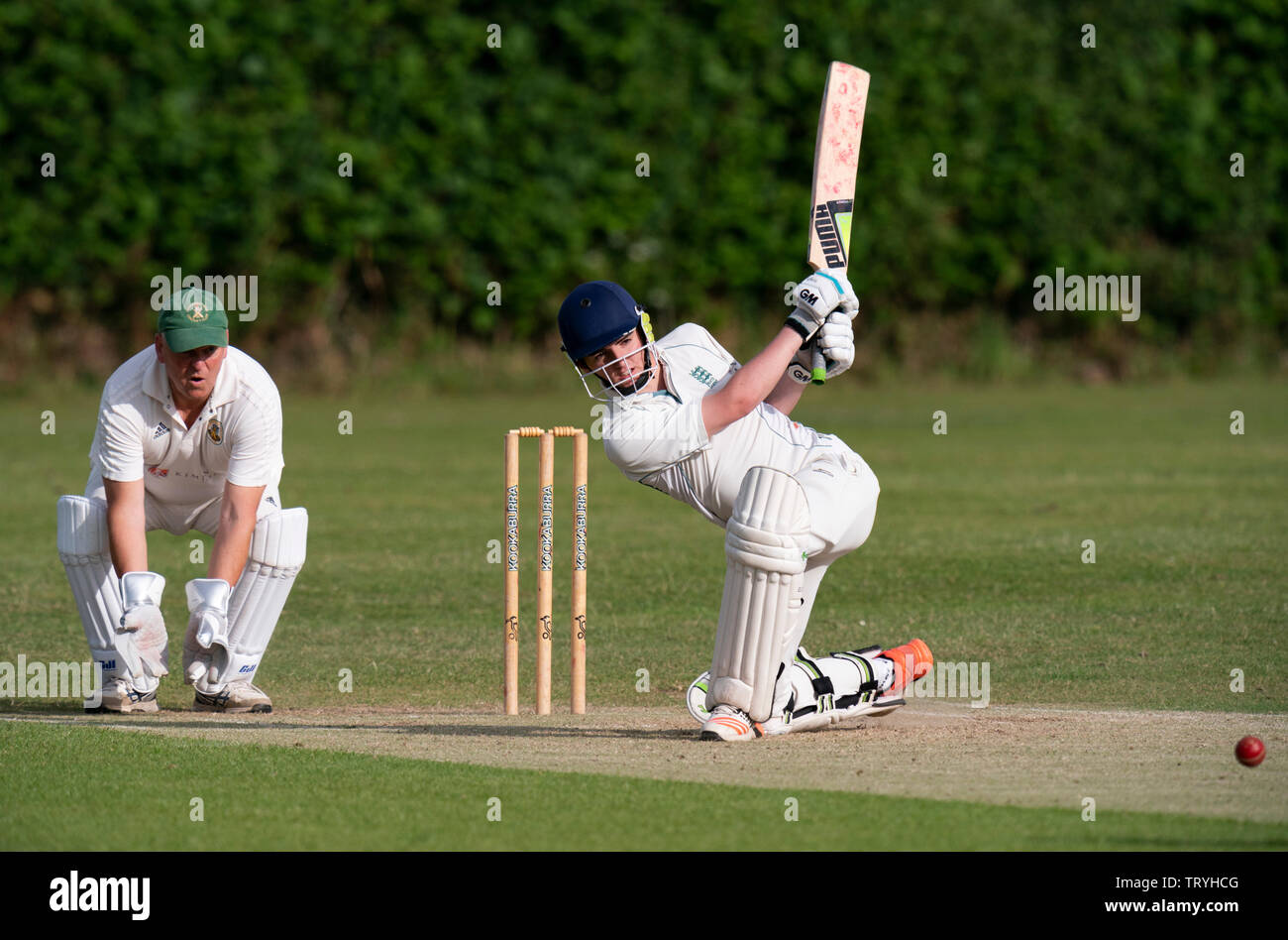 Batsman in action Stock Photo - Alamy