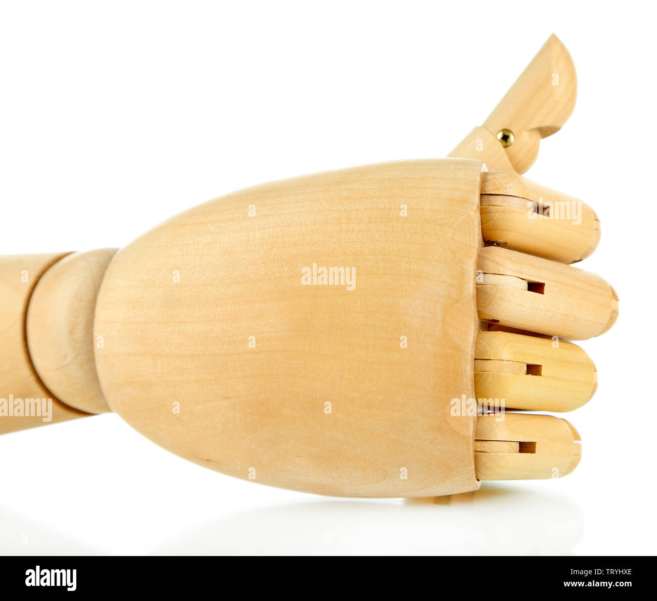 Wooden hand isolated on white Stock Photo - Alamy
