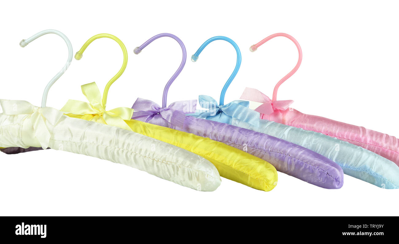 Beautiful hangers isolated on white Stock Photo - Alamy