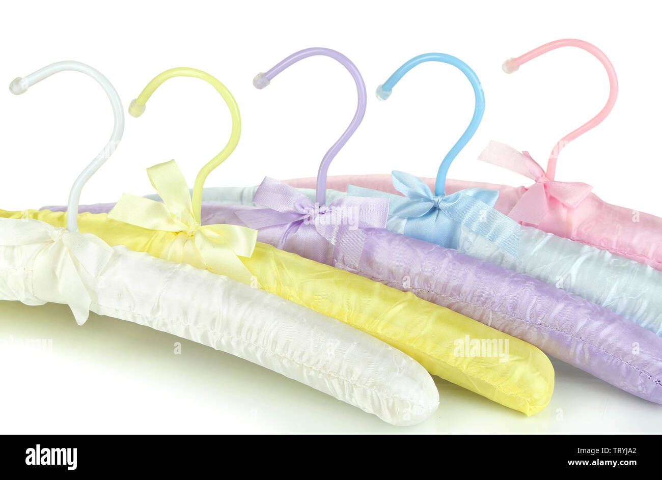 Beautiful hangers isolated on white Stock Photo - Alamy