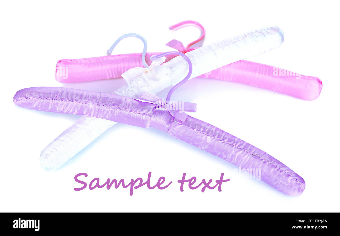 Beautiful hangers isolated on white Stock Photo - Alamy