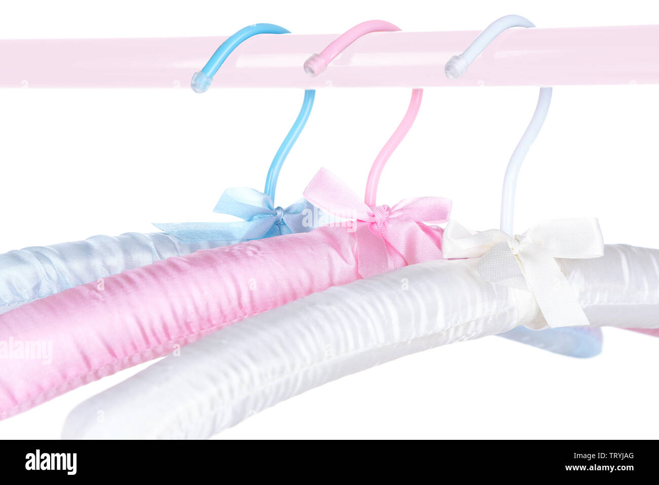 Beautiful hangers isolated on white Stock Photo - Alamy