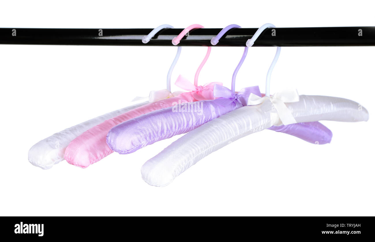 Beautiful hangers isolated on white Stock Photo - Alamy