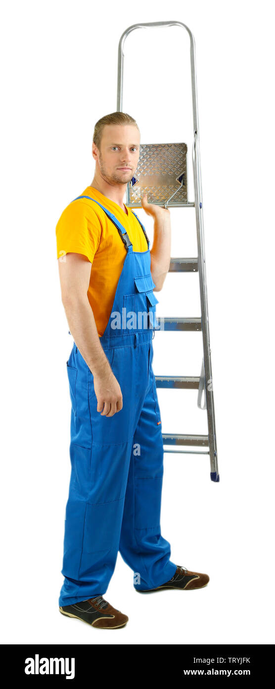 Portrait young man repairing Cut Out Stock Images & Pictures - Alamy