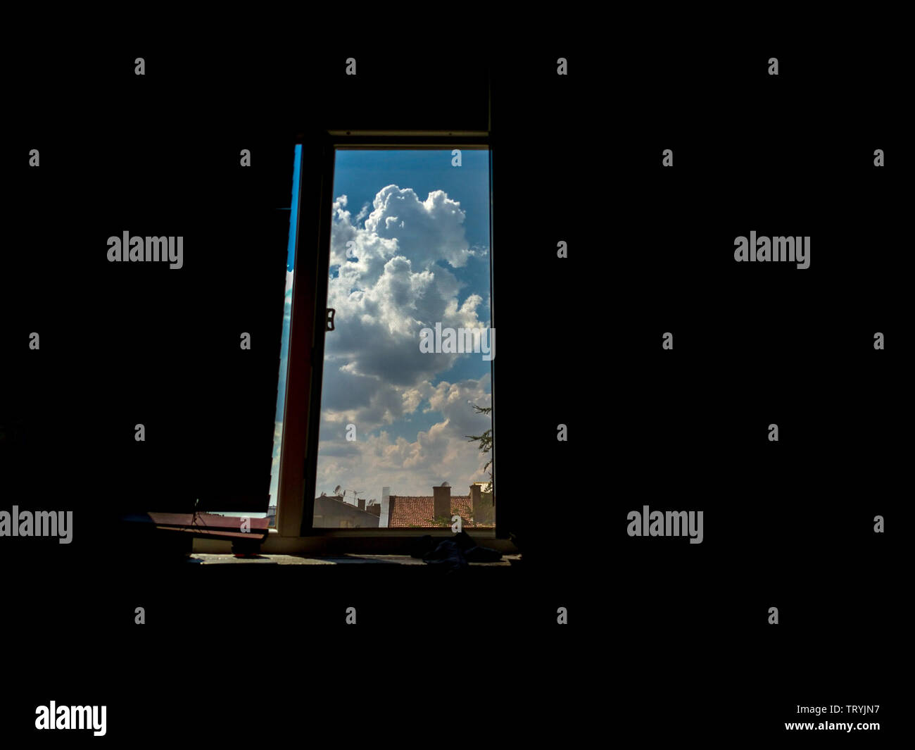 Dark room window minimal conceptual photography Stock Photo - Alamy