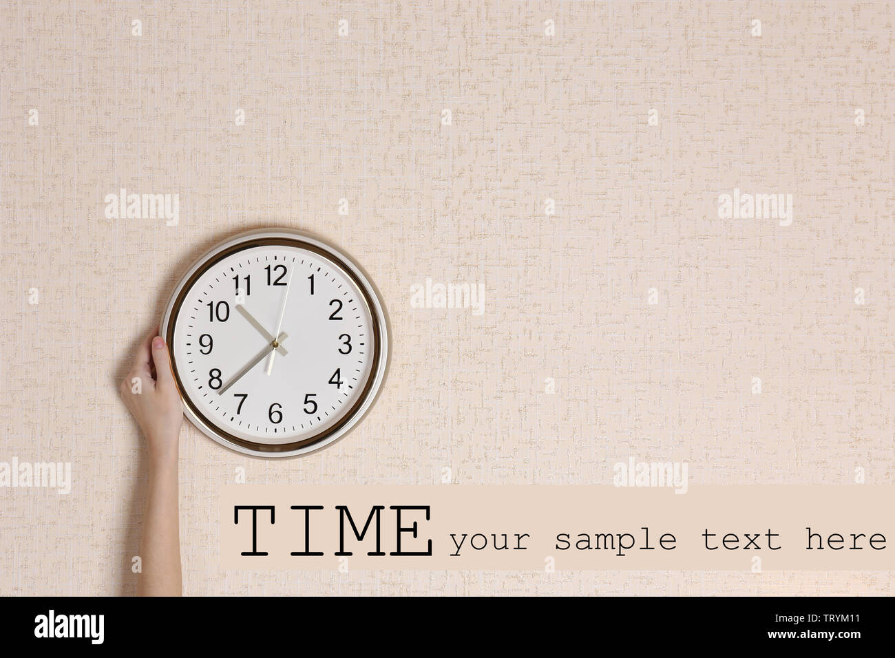 Clock on wall background Stock Photo - Alamy