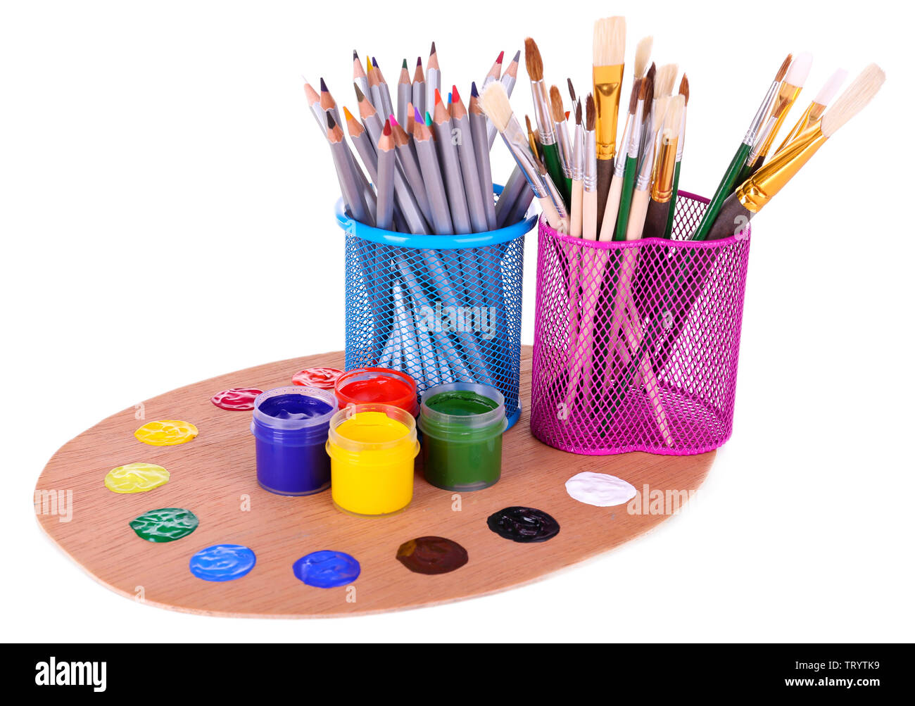 Composition of various creative tools isolated on white Stock Photo - Alamy