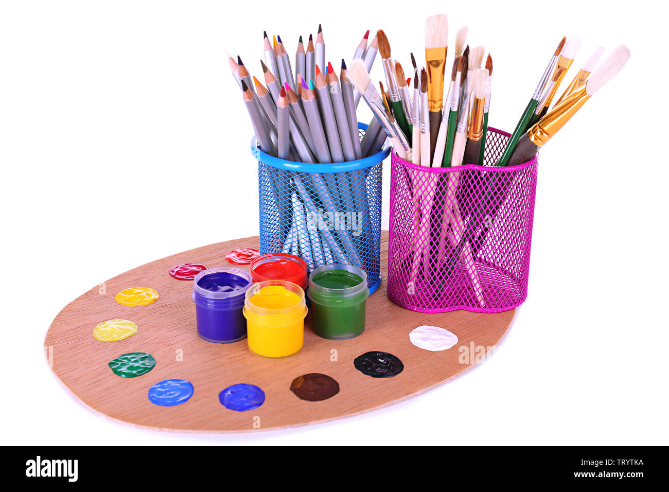 Composition of various creative tools isolated on white Stock Photo - Alamy