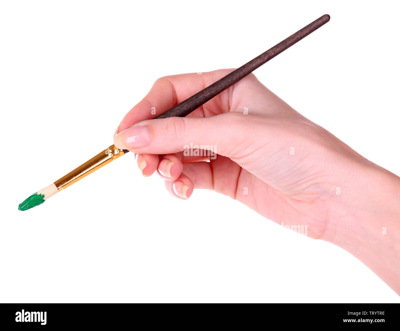 Hand holding used paintbrush hi-res stock photography and images - Alamy