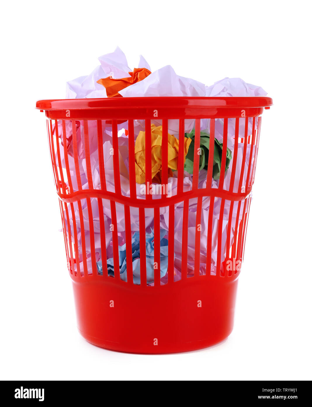Full garbage bin, isolated on white Stock Photo - Alamy