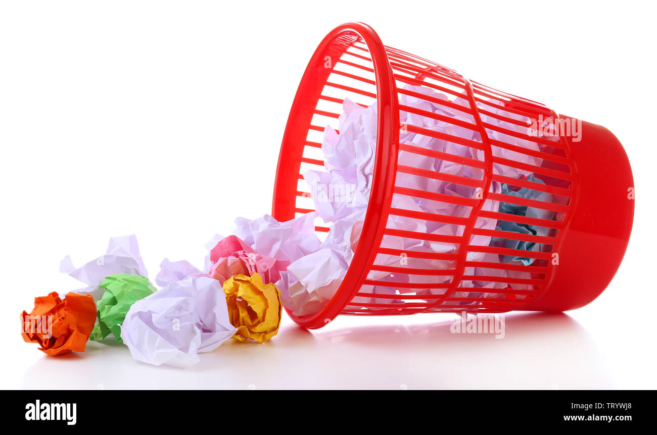 Full garbage bin, isolated on white Stock Photo - Alamy