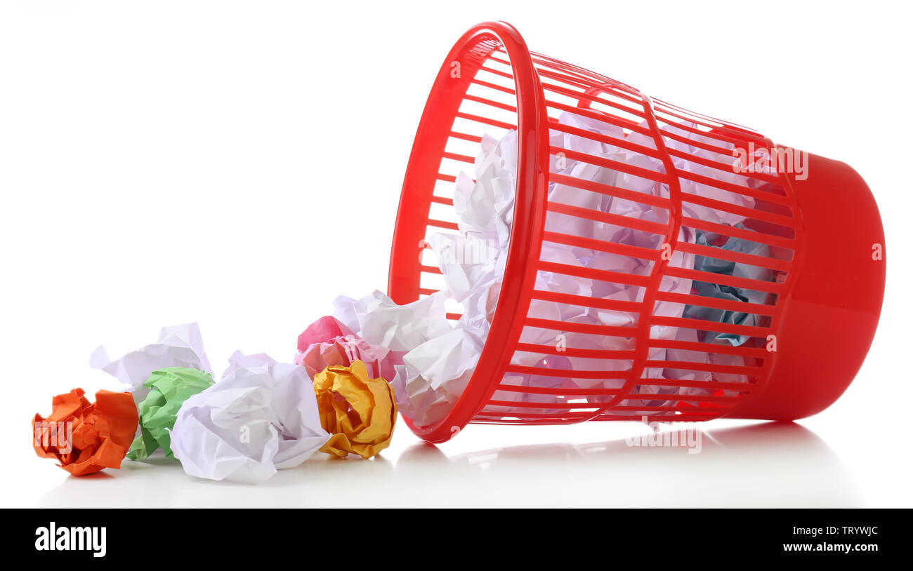 Full garbage bin, isolated on white Stock Photo - Alamy