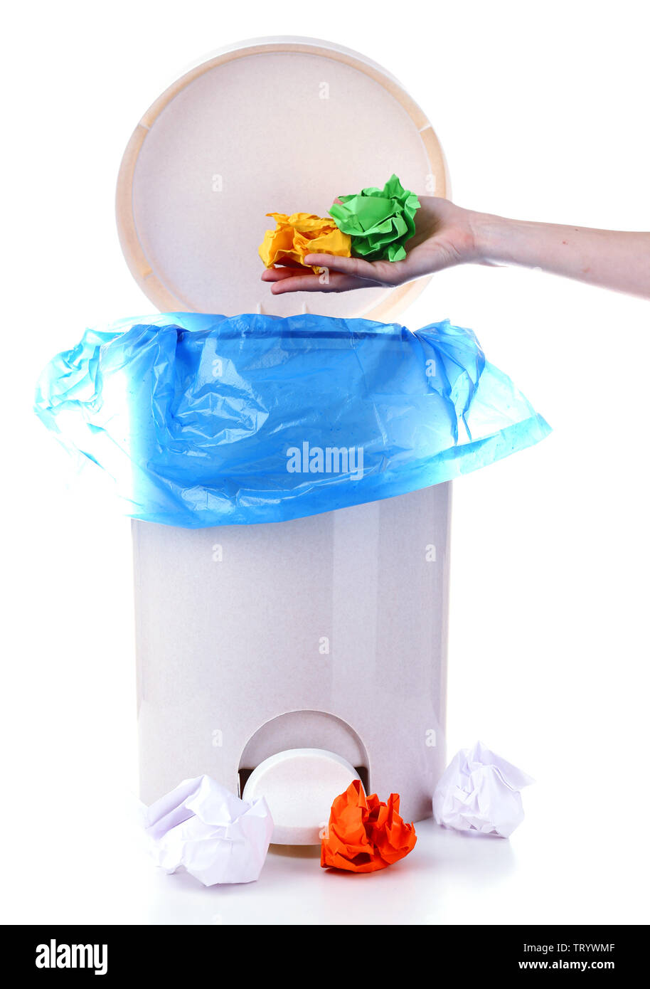 Garbage bin, isolated on white Stock Photo - Alamy