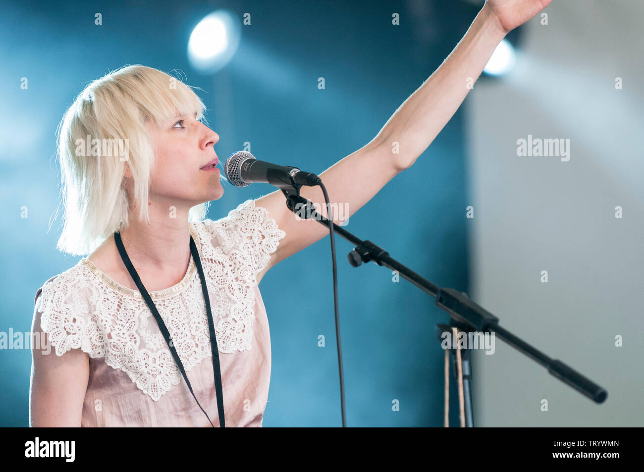 Juju Sophie, lead singer of Candy Says performing at the Cornbury ...