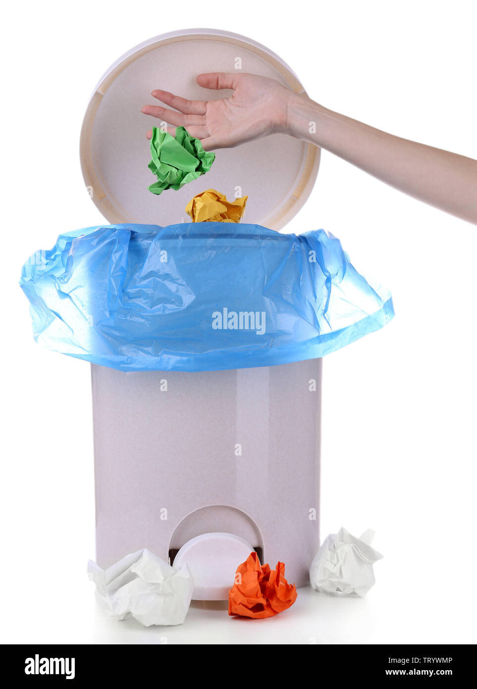 Garbage bin, isolated on white Stock Photo - Alamy