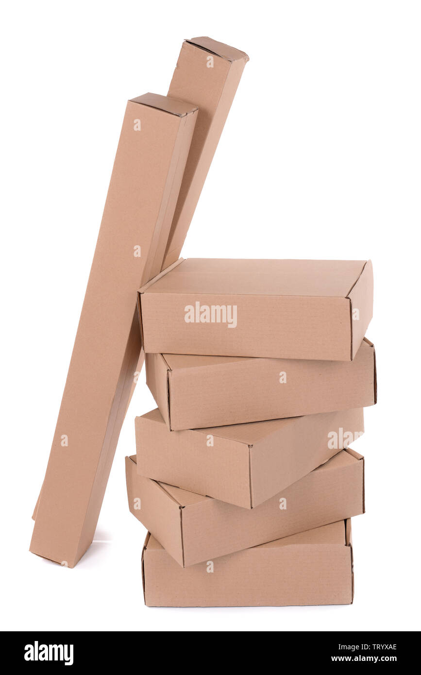 Different cardboard boxes isolated on white Stock Photo - Alamy