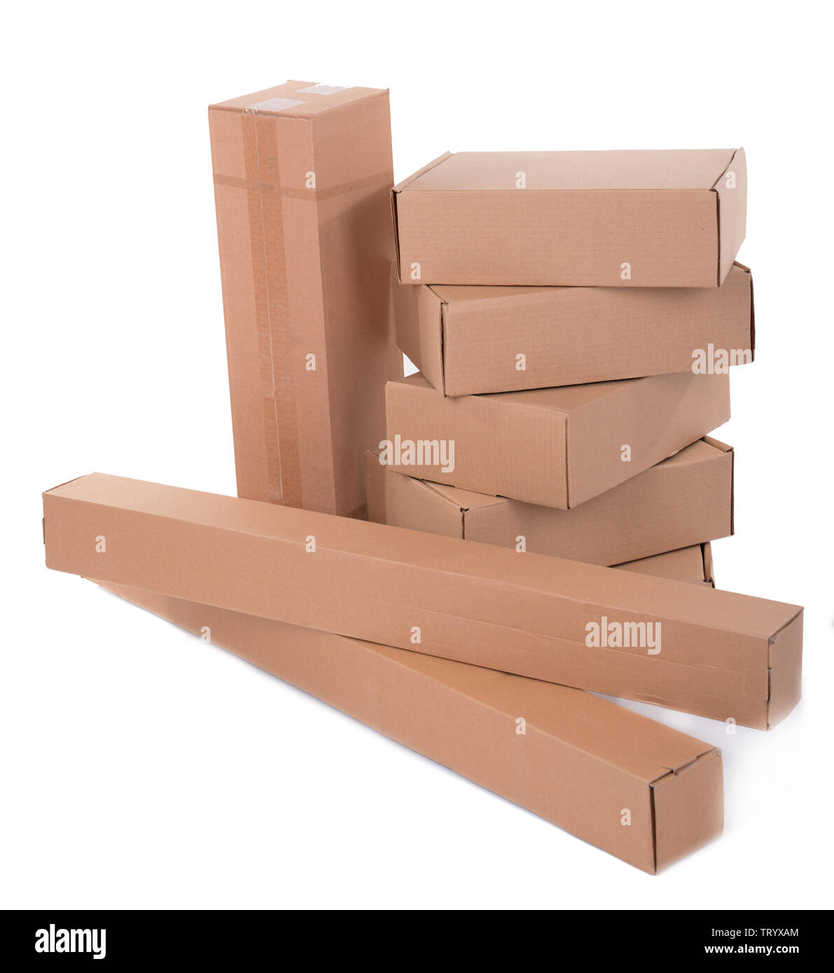 Different cardboard boxes isolated on white Stock Photo - Alamy