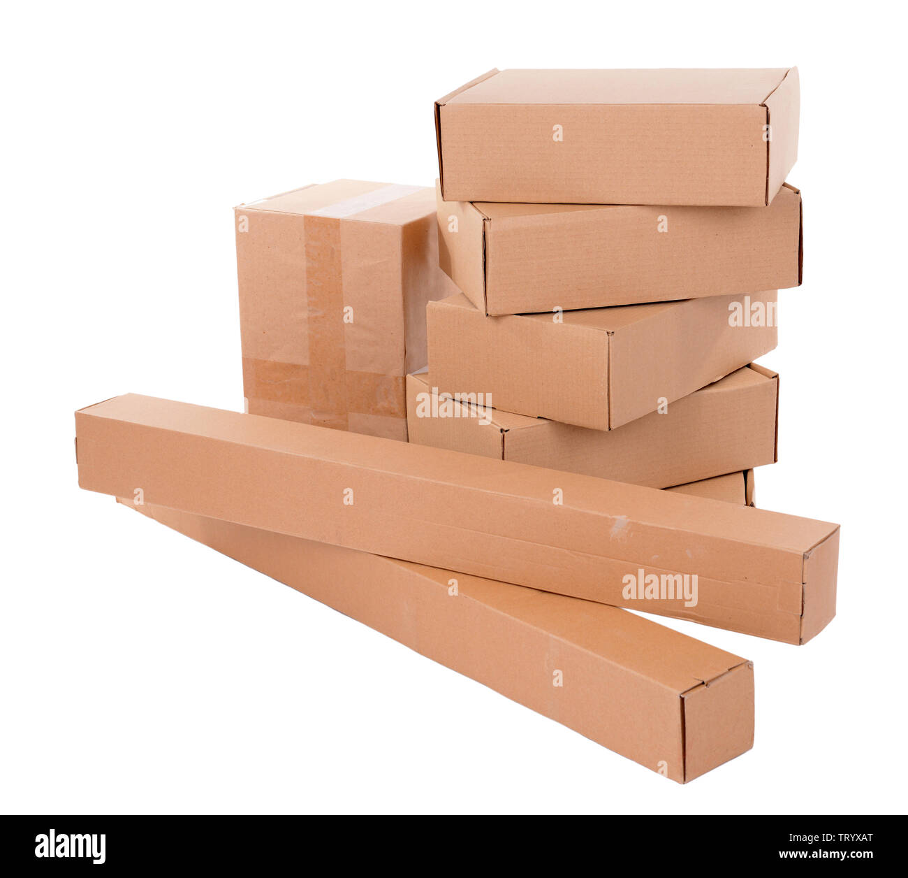 Different cardboard boxes isolated on white Stock Photo - Alamy