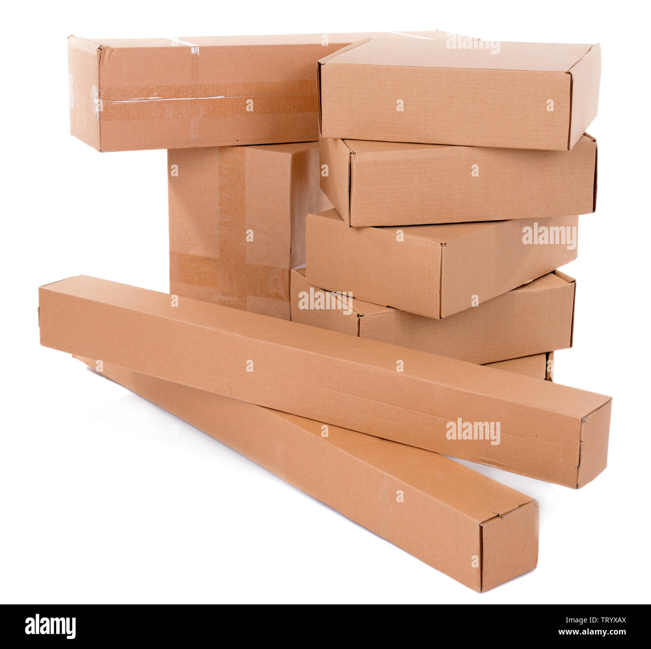 Different cardboard boxes isolated on white Stock Photo - Alamy