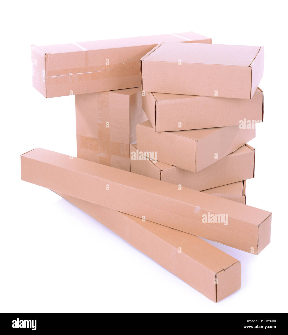 Different cardboard boxes isolated on white Stock Photo - Alamy
