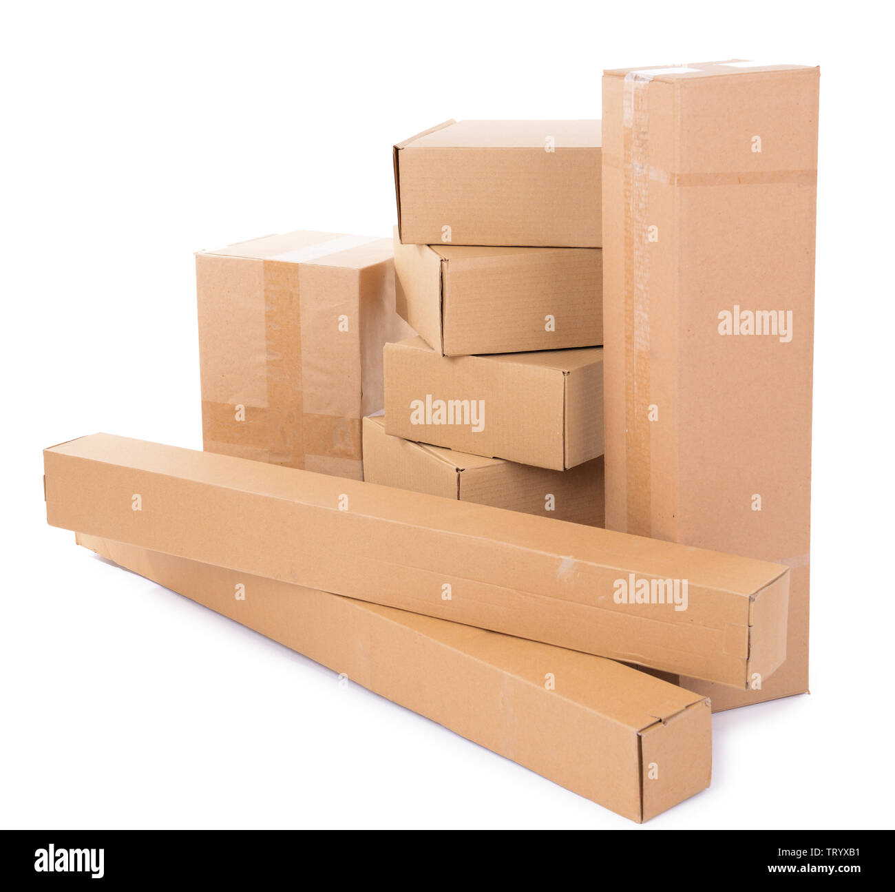 Different cardboard boxes isolated on white Stock Photo - Alamy