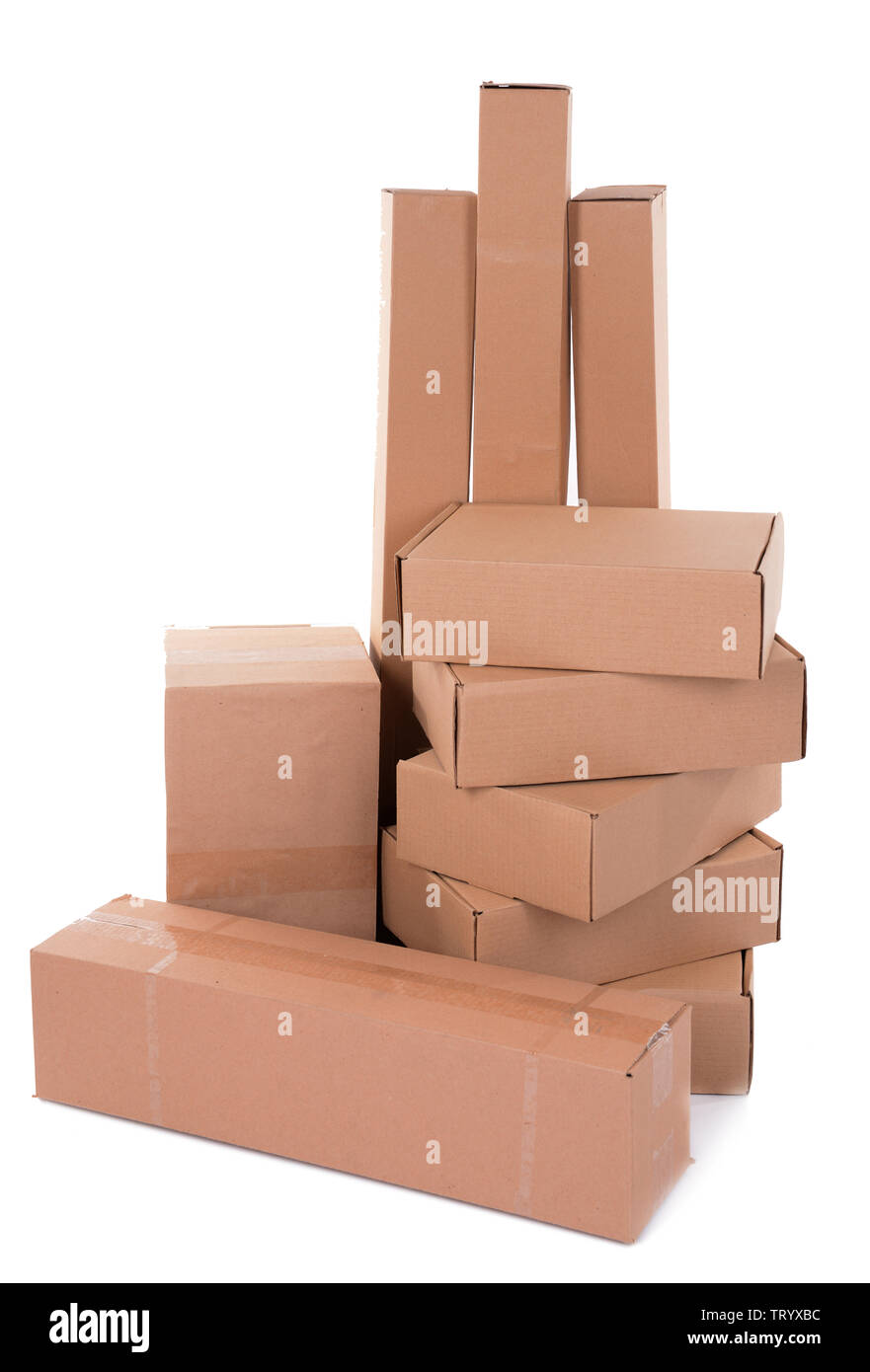 Different cardboard boxes isolated on white Stock Photo - Alamy