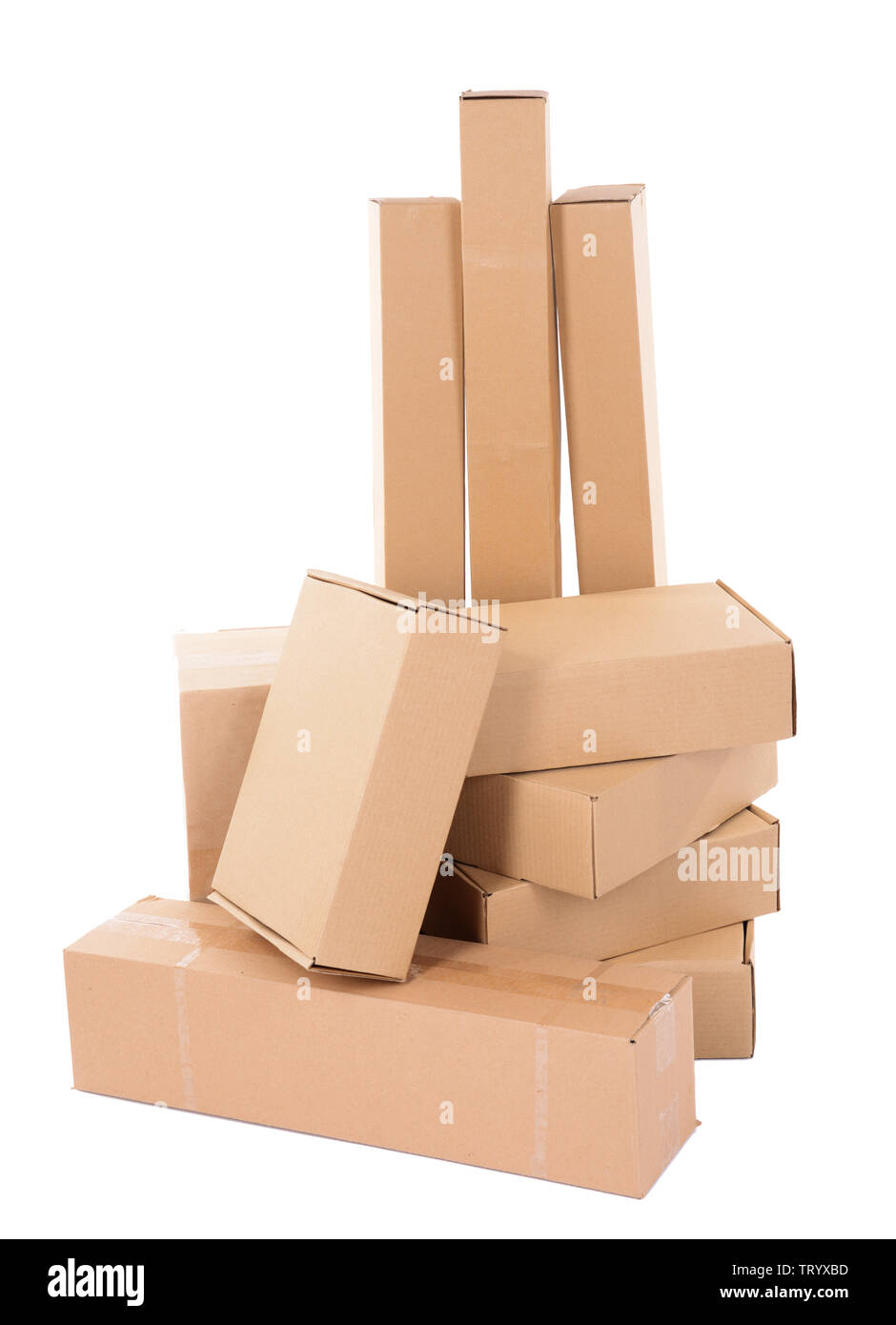 Different cardboard boxes isolated on white Stock Photo - Alamy