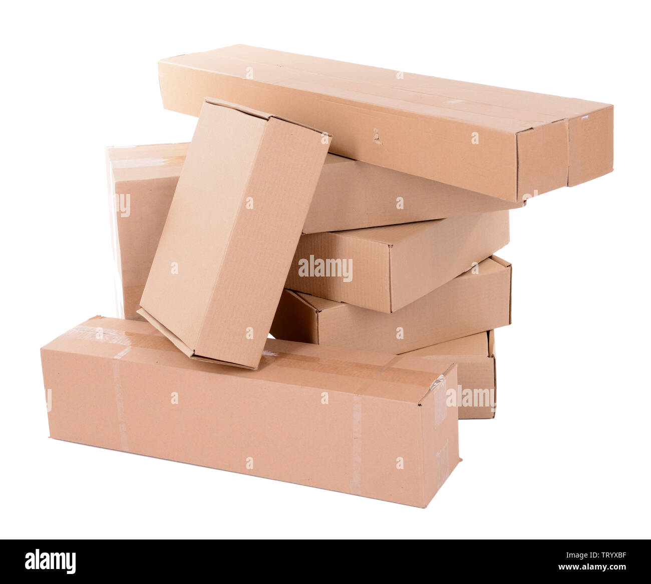 Different cardboard boxes isolated on white Stock Photo - Alamy