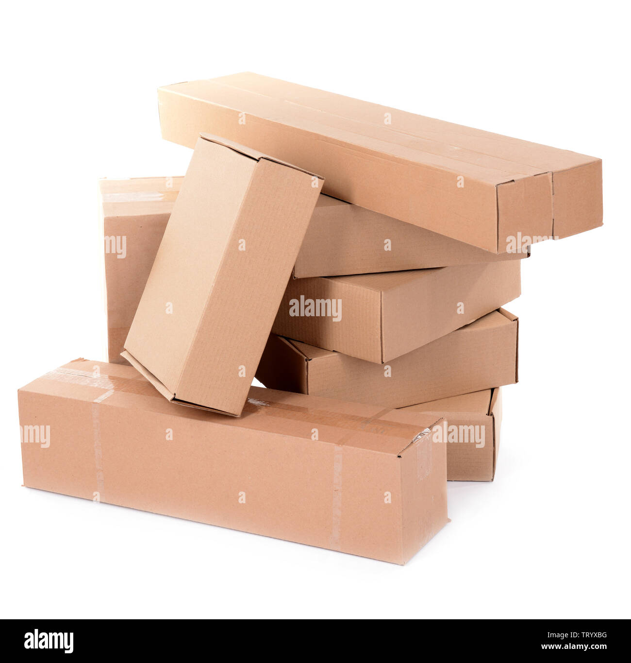 Different cardboard boxes isolated on white Stock Photo - Alamy