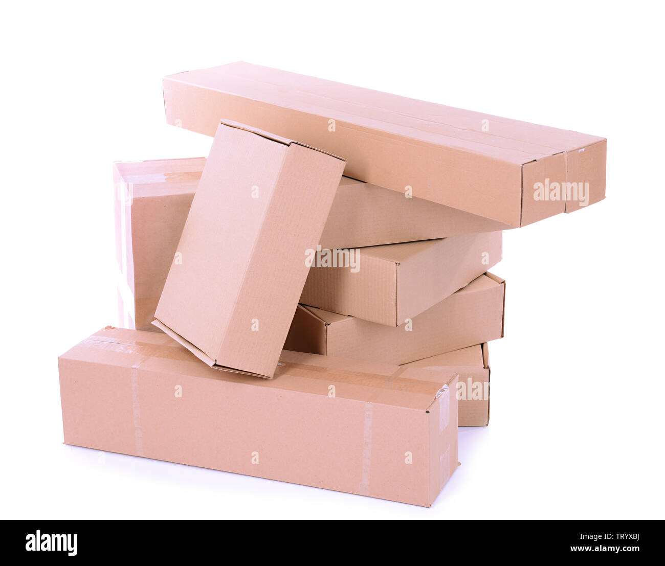 Different cardboard boxes isolated on white Stock Photo - Alamy