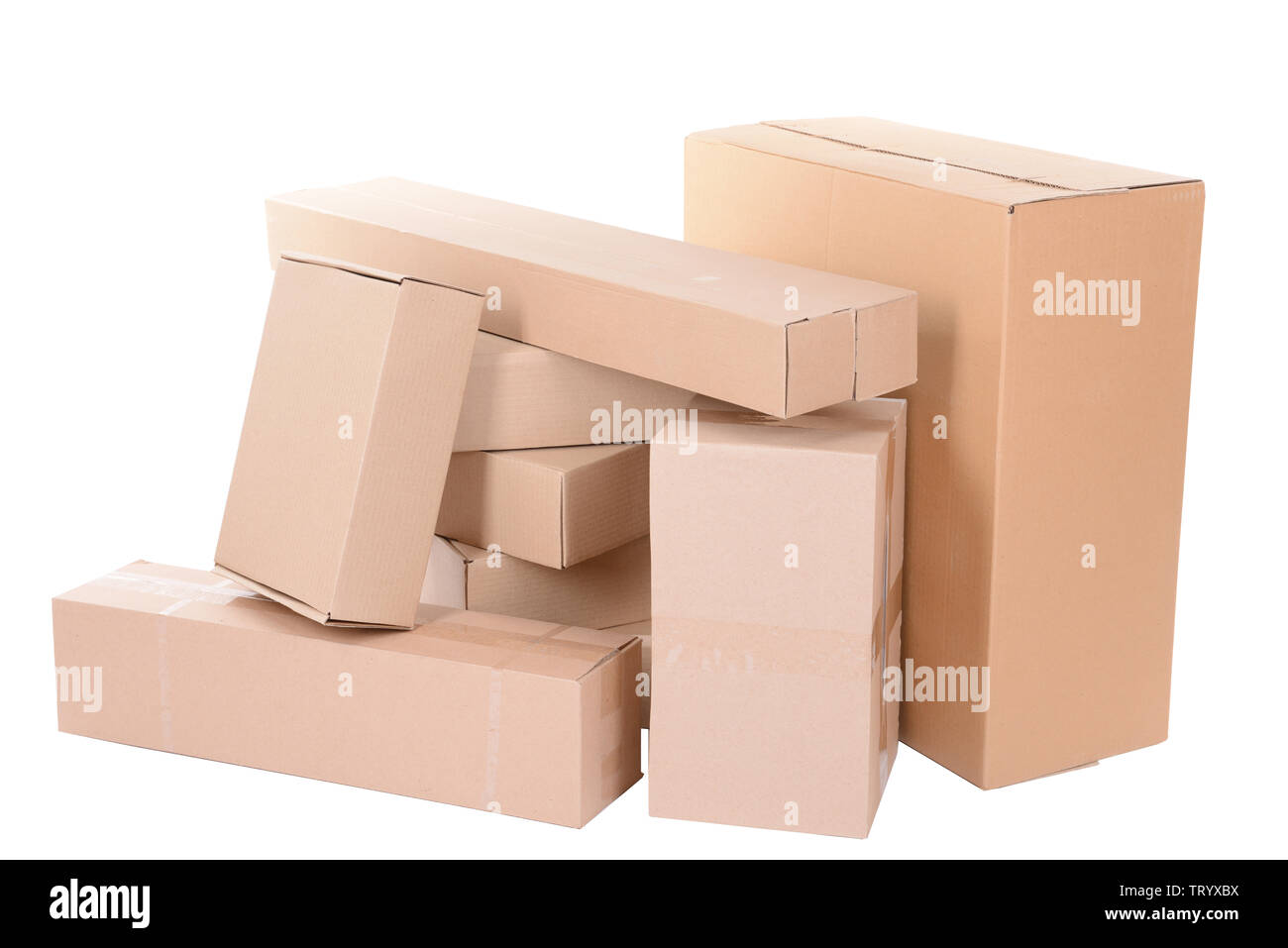 Different cardboard boxes isolated on white Stock Photo - Alamy