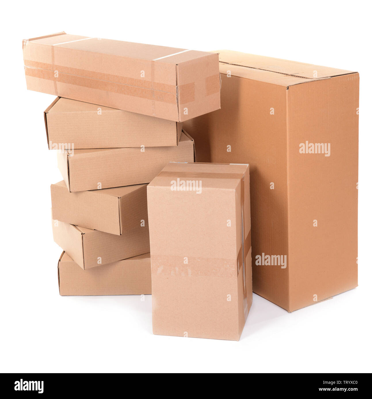 Different cardboard boxes isolated on white Stock Photo - Alamy