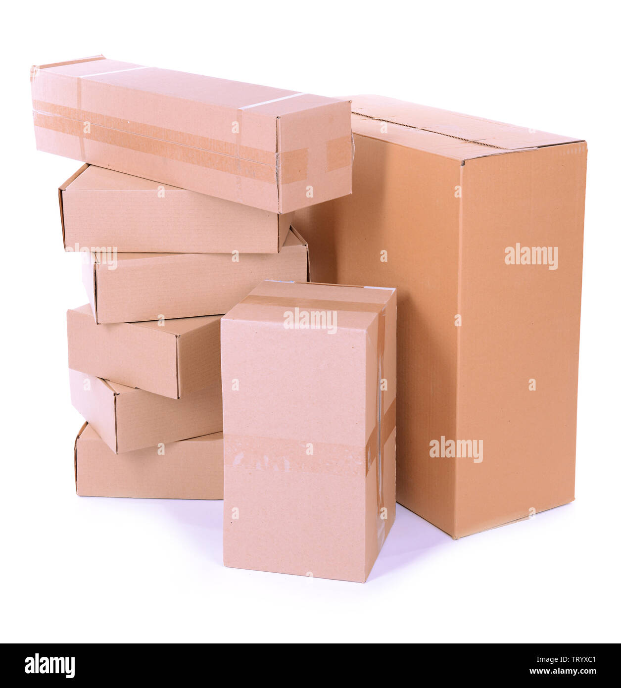 Different cardboard boxes isolated on white Stock Photo - Alamy