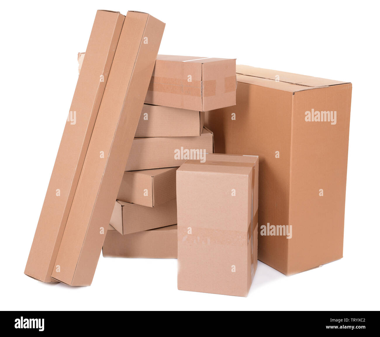 Different cardboard boxes isolated on white Stock Photo - Alamy