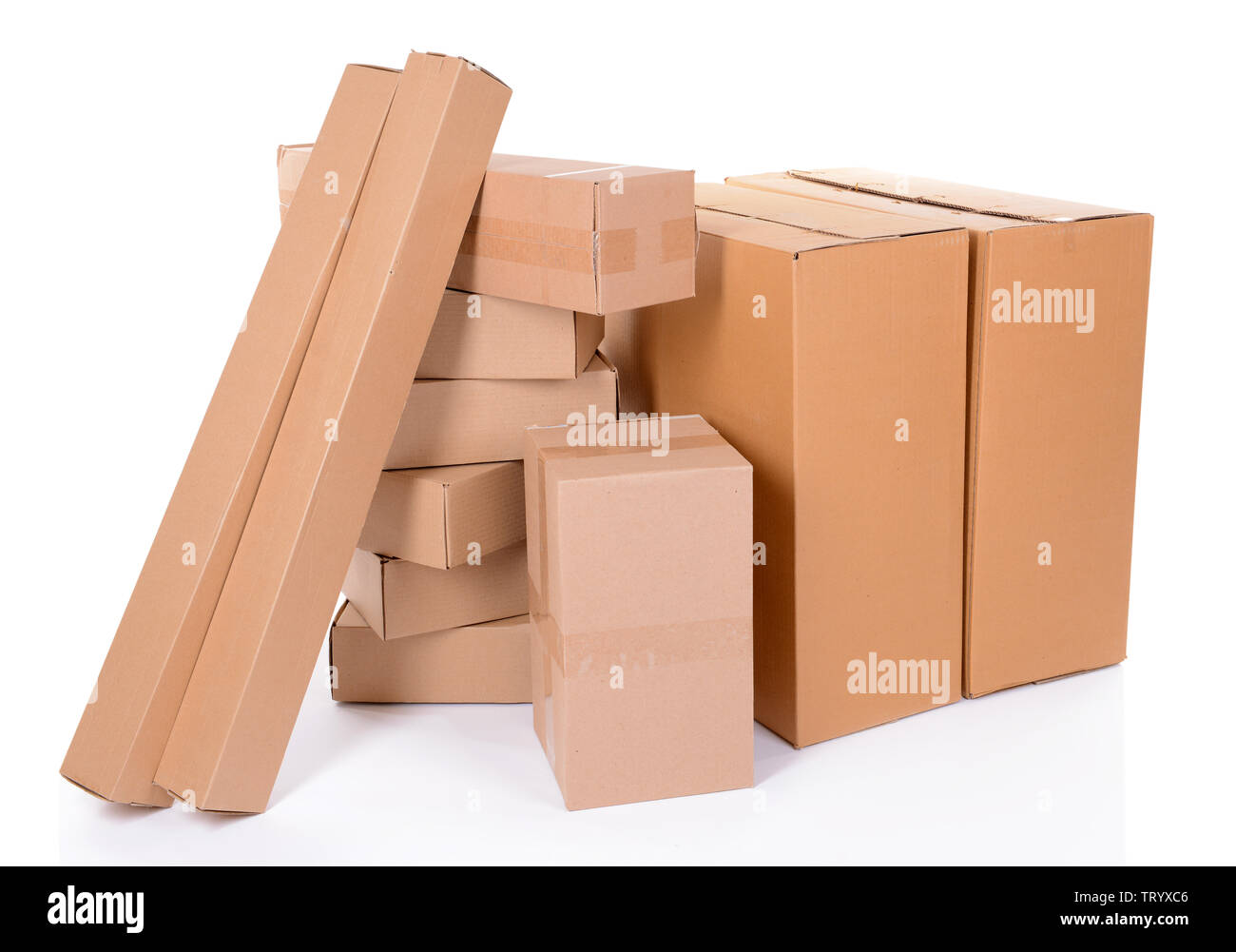 Different cardboard boxes isolated on white Stock Photo - Alamy