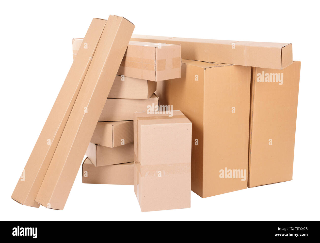 Different cardboard boxes isolated on white Stock Photo - Alamy
