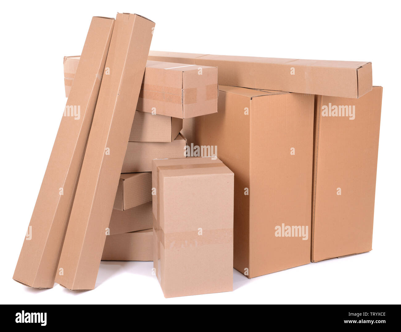 Different cardboard boxes isolated on white Stock Photo - Alamy