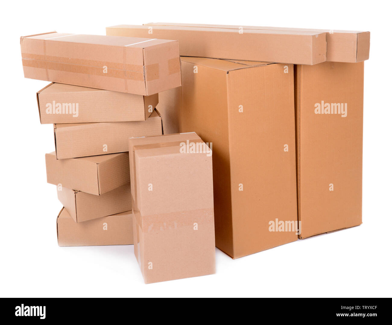 Different cardboard boxes isolated on white Stock Photo - Alamy