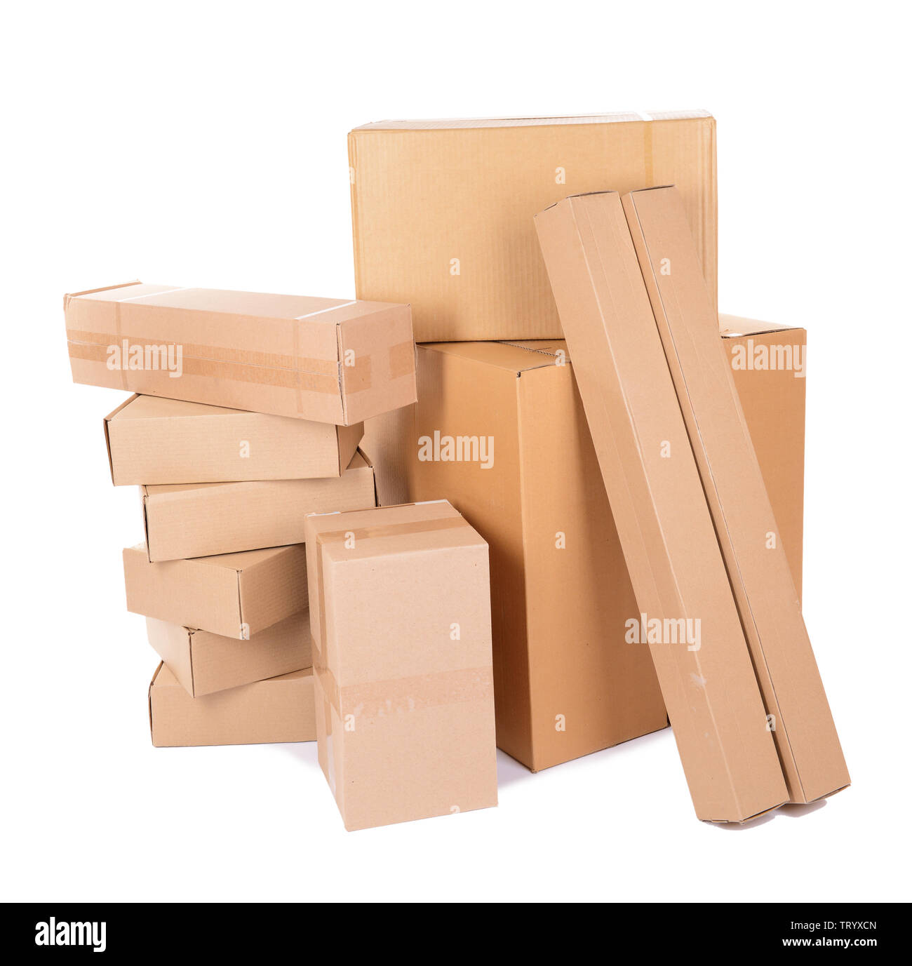 Different cardboard boxes isolated on white Stock Photo - Alamy