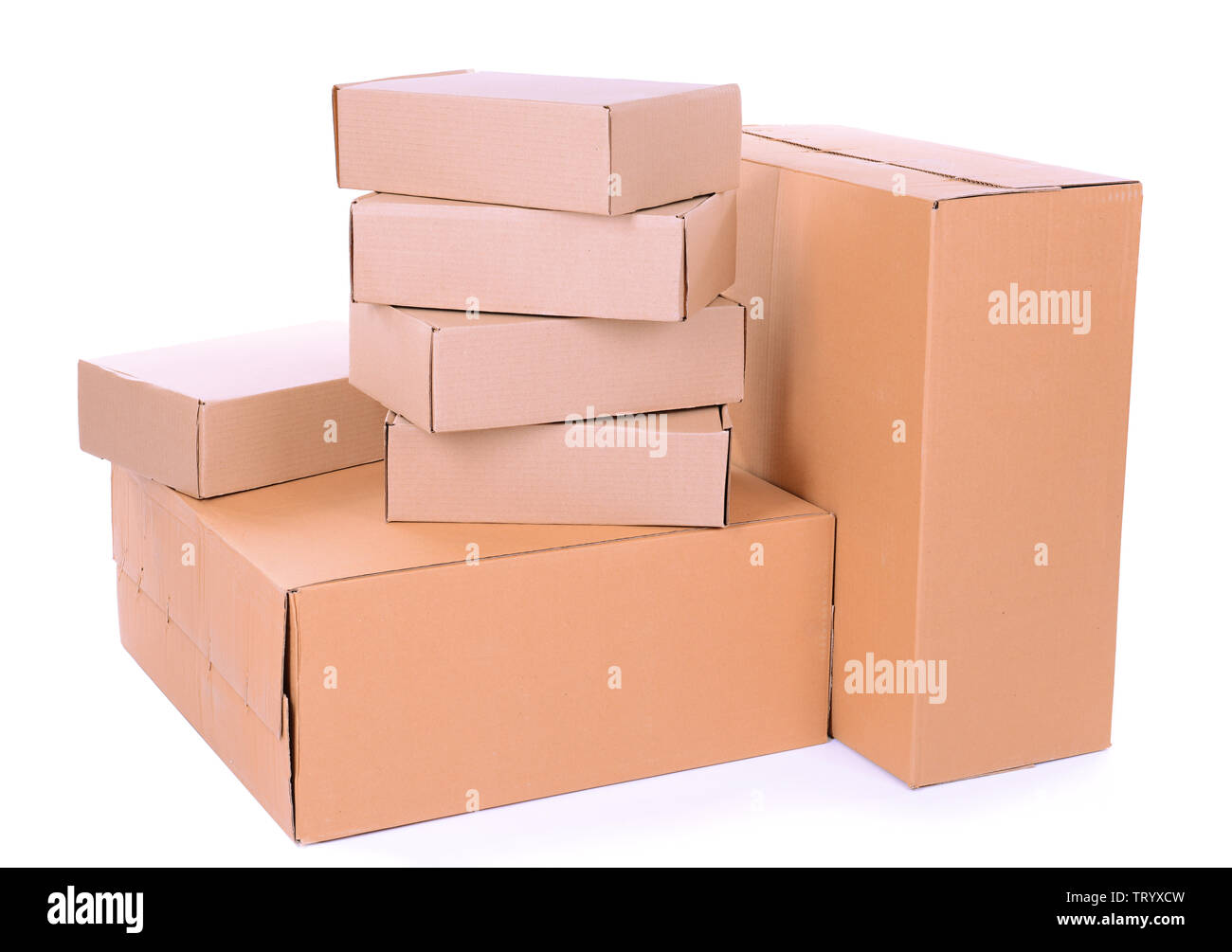 Different cardboard boxes isolated on white Stock Photo - Alamy